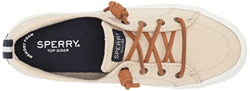 Sperry Womens Crest Vibe Linen Sneaker, Oat, 9