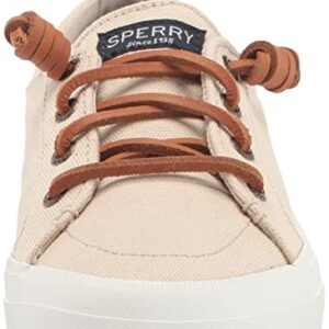 Sperry Womens Crest Vibe Linen Sneaker, Oat, 9