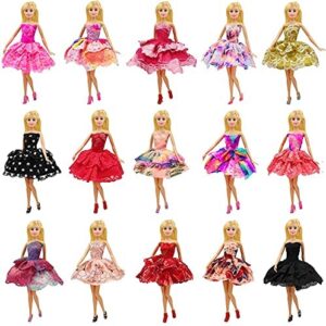 ZITA ELEMENT 34 Pcs 11.5 Inch Girl Doll Closet Wardrobe Set for 11.5 Inch Girl Doll Clothes and Accessories - Including Handbag Style Closet, Dresses, Swimsuits, Shoes, Hangers and Necklaces