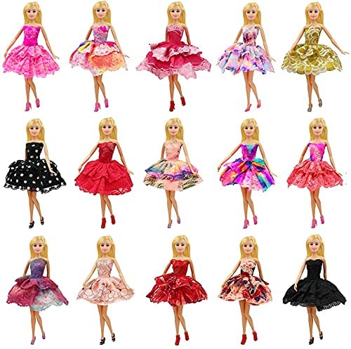 ZITA ELEMENT 34 Pcs 11.5 Inch Girl Doll Closet Wardrobe Set for 11.5 Inch Girl Doll Clothes and Accessories - Including Handbag Style Closet, Dresses, Swimsuits, Shoes, Hangers and Necklaces