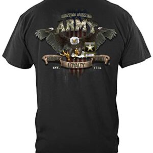 US Army Honor Loyalty Duty Tshirt - Mens Black Licensed Eagle and USA Military