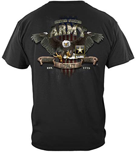 US Army Honor Loyalty Duty Tshirt - Mens Black Licensed Eagle and USA Military