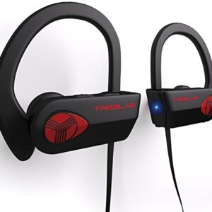 TREBLAB XR500 - Ultimate Cordless Bluetooth Running Headphones. Best Sport Wireless Earbuds for Gym. Noise Canceling Secure-Fit IPX7 Wireless Waterproof Headphones. Workout Earphones with Mic