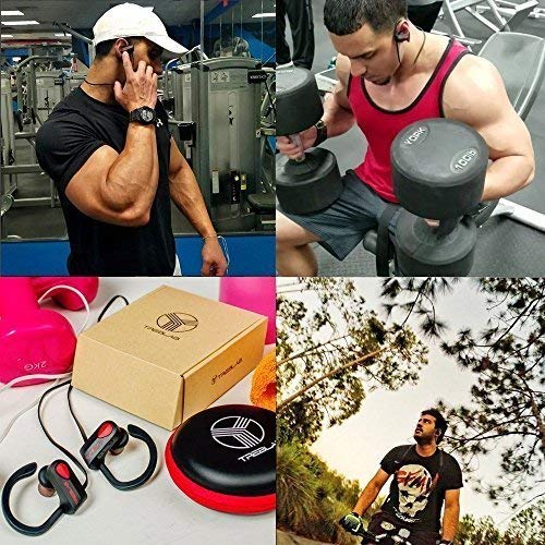 TREBLAB XR500 - Ultimate Cordless Bluetooth Running Headphones. Best Sport Wireless Earbuds for Gym. Noise Canceling Secure-Fit IPX7 Wireless Waterproof Headphones. Workout Earphones with Mic