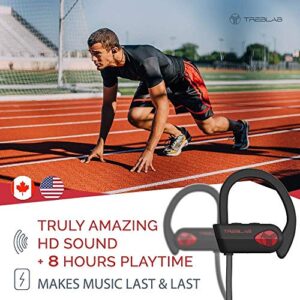 TREBLAB XR500 - Ultimate Cordless Bluetooth Running Headphones. Best Sport Wireless Earbuds for Gym. Noise Canceling Secure-Fit IPX7 Wireless Waterproof Headphones. Workout Earphones with Mic