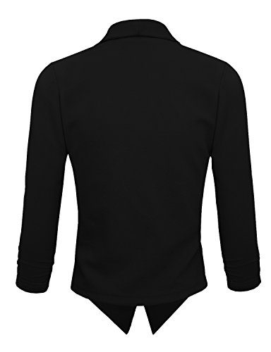 Hybrid & Company Womens Casual Work Office Open Front Blazer Jacket with Removable Shoulder Pads JK1133 Black Large