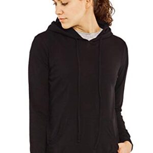 Sofra Women's Thin Cotton Pullover Hoodie Sweater (L, Black)