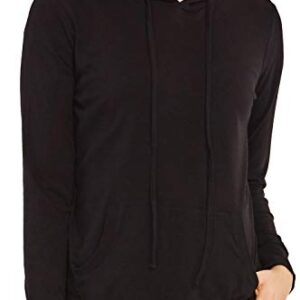 Sofra Women's Thin Cotton Pullover Hoodie Sweater (L, Black)