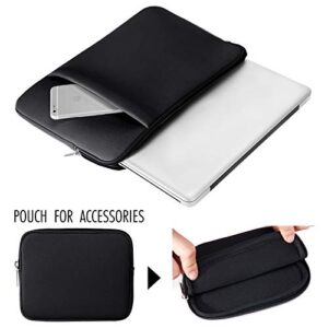 RAINYEAR Laptop Sleeve Case Compatible with 13.3 Inch Notebook Computer Chromebook 2021 2022 New 14" MacBook Pro M1 A2442 Protective Cover Soft Bag with Front Pocket & Accessories Pouch(Black)