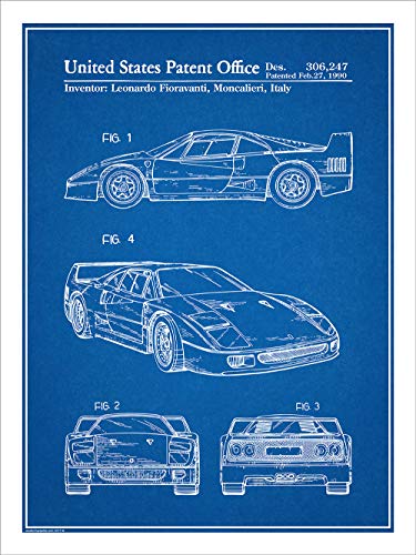 Studio 21 Graphix F40 Ferrari Automobile Patent Print Art Poster UNFRAMED Blueprint 18" X 24"