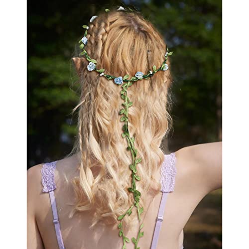 AWAYTR Lady Girl Fashion Bohemian Flower Crown Floral Garland Headbands (A-Mixed Color-9Pcs)