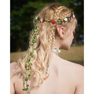 AWAYTR Lady Girl Fashion Bohemian Flower Crown Floral Garland Headbands (A-Mixed Color-9Pcs)