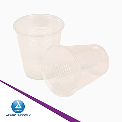 Dynarex Disposable Clear Drinking Cups - Single Use Plastic Cups for Office, Hospital, Clinic - with Rolled Rim, Ribbed Center - 3oz, Bulk Supplies Box of 100