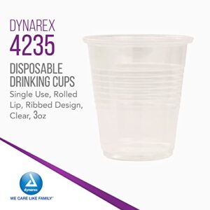 Dynarex Disposable Clear Drinking Cups - Single Use Plastic Cups for Office, Hospital, Clinic - with Rolled Rim, Ribbed Center - 3oz, Bulk Supplies Box of 100