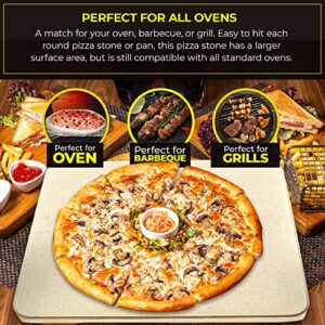 #1 Pizza Stone - Baking Stone. SOLIDO Rectangular 14"x16" - Perfect for Oven, BBQ and Grill