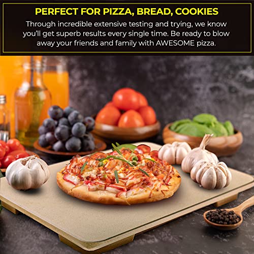 #1 Pizza Stone - Baking Stone. SOLIDO Rectangular 14"x16" - Perfect for Oven, BBQ and Grill