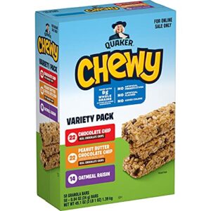 quaker chewy granola bars, 3 flavor variety pack,58 count (pack of 1)