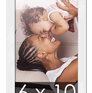 6x10 Frame White Solid Pine Wood Picture Frame | UV Acrylic, Foam Board Backing & Hanging Hardware