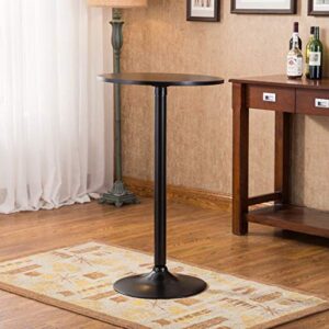 roundhill furniture belham round top with black leg and base metal bar table