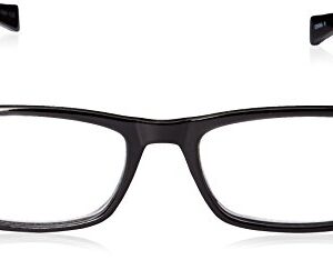 Foster Grant Men's LightSpecs Lloyd Reading Glasses with Lights Rectangular, Black/Transparent, 59 mm + 1.75