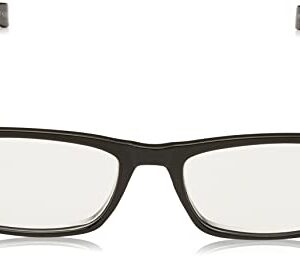 Foster Grant Men's Lloyd Lightspecs Lighted Reading Glasses Rectangular Reading Glasses, Black/Transparent, 59 mm, +1.50