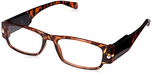 Foster Grant Lloyd Lightspecs Lighted Reading Glasses, Tortoise/Transparent, 59 mm