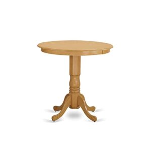 east west furniture jat-oak-tp jackson counter height dining table - a round dinner table top with pedestal base, 36x36 inch, oak