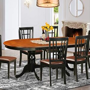 East West Furniture PLNI7-BCH-LC Plainville 7 Piece Modern Set Consist of an Oval Wooden Table with Butterfly Leaf and 6 Faux Leather Dining Room Chairs, 42x78 Inch, Black & Cherry