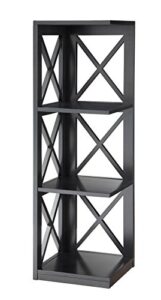 convenience concepts oxford 3 tier corner bookcase, black