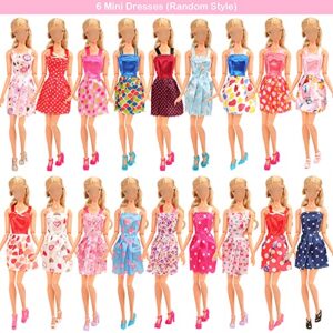 Barwa Lot 36 Items 3 Sets Fashion Dresses 3 Set Casual Tops and Pants 6 Pcs Mini Dresses with 1 Bags 10 Shoes, 13 Accessories for 11.5 Inch Girl Doll Birthday Xmas