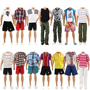 BARWA Lot 3 Sets Fashion Outfit Clothes 3 Tops with 3 Trousers for 12 inch Boy Friend Doll