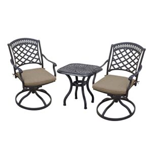 darlee sedona 3 piece cast aluminum patio bistro set with swivel rockers - antique bronze