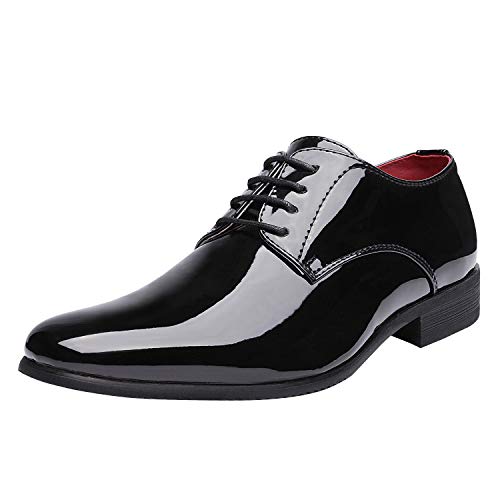 Bruno Marc Men's Faux Patent Leather Tuxedo Dress Shoes Classic Lace-up Formal Oxford Black 11 M US CEREMONY-06