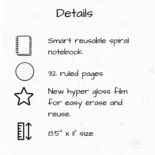 Wipebook REUSABLE NOTEBOOK - Dry Erase Notebook Available in Blank, Ruled or Graph | Dry Erase Notepad Paper for Meeting, Business, Office, Home | Mini Dry Erase Board | Ruled