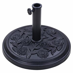 shop4omni deluxe patio umbrella stand with rose design base - black