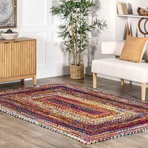 nuloom tammara bohemian hand braided area rug, 4x6, multi