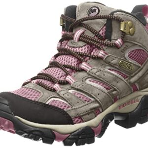 Merrell Women's Moab 2 Mid Waterproof Hiking Boot, Boulder/Blush, 10 M US