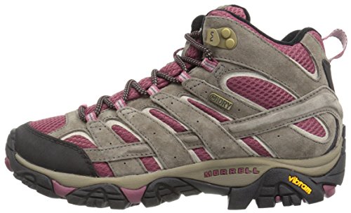 Merrell Women's Moab 2 Mid Waterproof Hiking Boot, Boulder/Blush, 10 M US