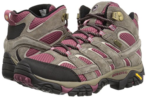 Merrell Women's Moab 2 Mid Waterproof Hiking Boot, Boulder/Blush, 10 M US