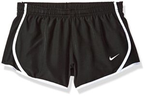 nike girl's dry tempo running short (little kids/big kids) black/black/white/white lg (14 big kid)