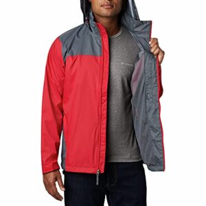 Columbia Men's Glennaker Lake Rain Jacket, Mountain Red/Graphite, Large