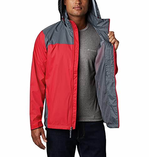 Columbia Men's Glennaker Lake Rain Jacket, Mountain Red/Graphite, Large