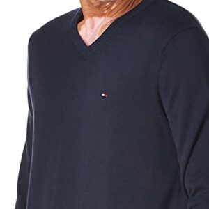 Tommy Hilfiger Men's Cotton V Neck Sweater, Masters Navy, Large