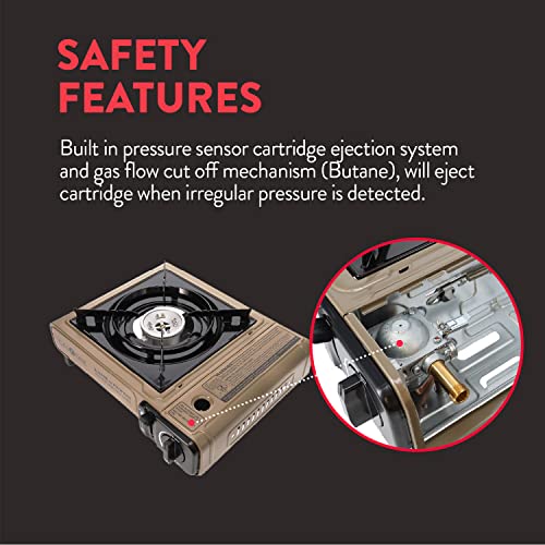 Gas One GS-3400P Propane or Butane Stove Dual Fuel Stove Portable Camping Stove - Patent Pending - with Carrying Case Great for Emergency Preparedness Kit