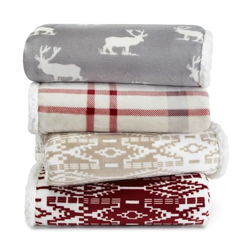 Eddie Bauer Ultra-Plush Collection Throw Blanket-Reversible Sherpa Fleece Cover, Soft & Cozy, Perfect for Bed or Couch, San Juan Red Clay