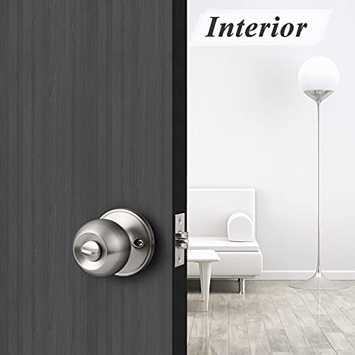 Probrico Bedroom Bathroom Door Knobs Brushed Nickel Door Handles, Interior Door Knobs Locks Privacy Door Knobs Stainless Steel, 10 Pack