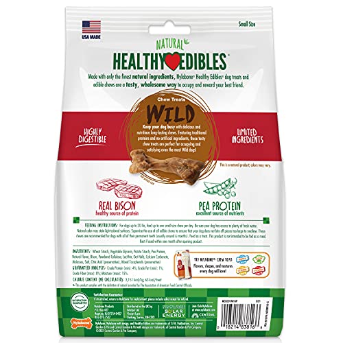 Nylabone Healthy Edibles WILD Natural Long-Lasting Dog Treats - Dog Bone Treats - Bison Flavor, Small (16 Count)