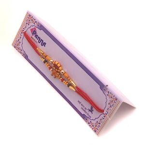 Rakhi For Brother Set of 2 With Greeting Card, Beautiful Designer Raksha Bandhan Rakhi Gift Set For Brother Bhaiya Bhai Bro, Traditional Indian Style Rakshbandhan Rakhi Gifts For Brother