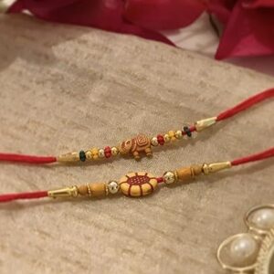 Rakhi For Brother Set of 2 With Greeting Card, Beautiful Designer Raksha Bandhan Rakhi Gift Set For Brother Bhaiya Bhai Bro, Traditional Indian Style Rakshbandhan Rakhi Gifts For Brother