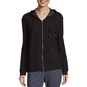 hanes women's sweatshirt, french terry full-zip hoodie, women's hooded jacket, women's zip hoodie, ebony